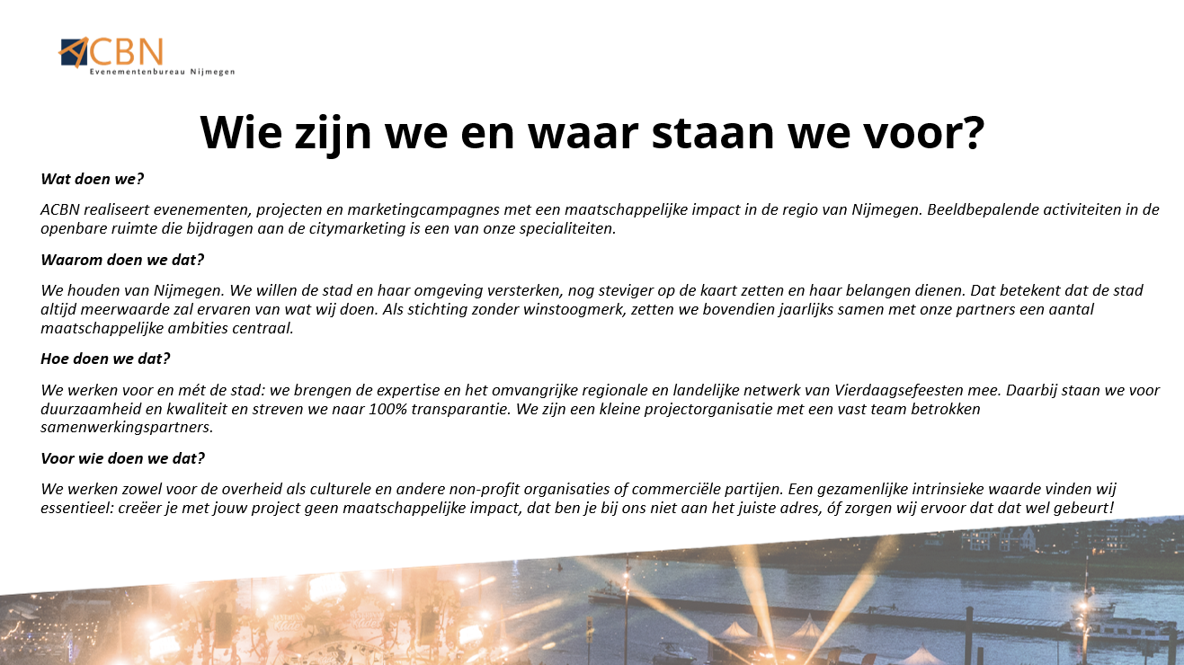Jaarplan 2021 - ACBN - Evenementenbureau Nijmegen